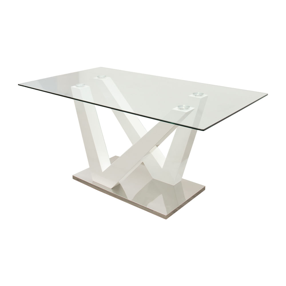 Mesa De Comedor Rectangular Kanna| Blanco/Vidrio - El Bosque