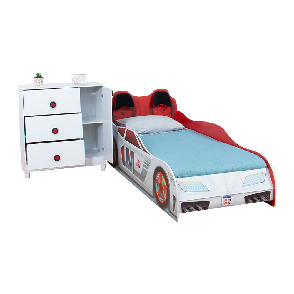 Cómoda Fast Car |Blanco 1.3 - Muebles el Bosque