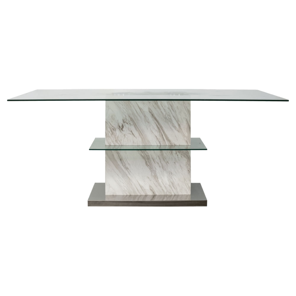 Mesa de Comedor Rectangular Wang |Vidrio Cromo-El Bosque