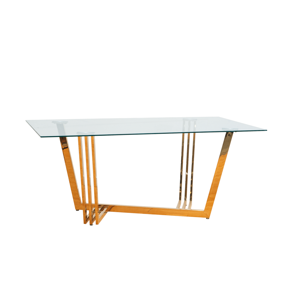Mesa de Comedor Rectangular nora| Bi Color Vidrio/Dorado-Muebles El Bosque