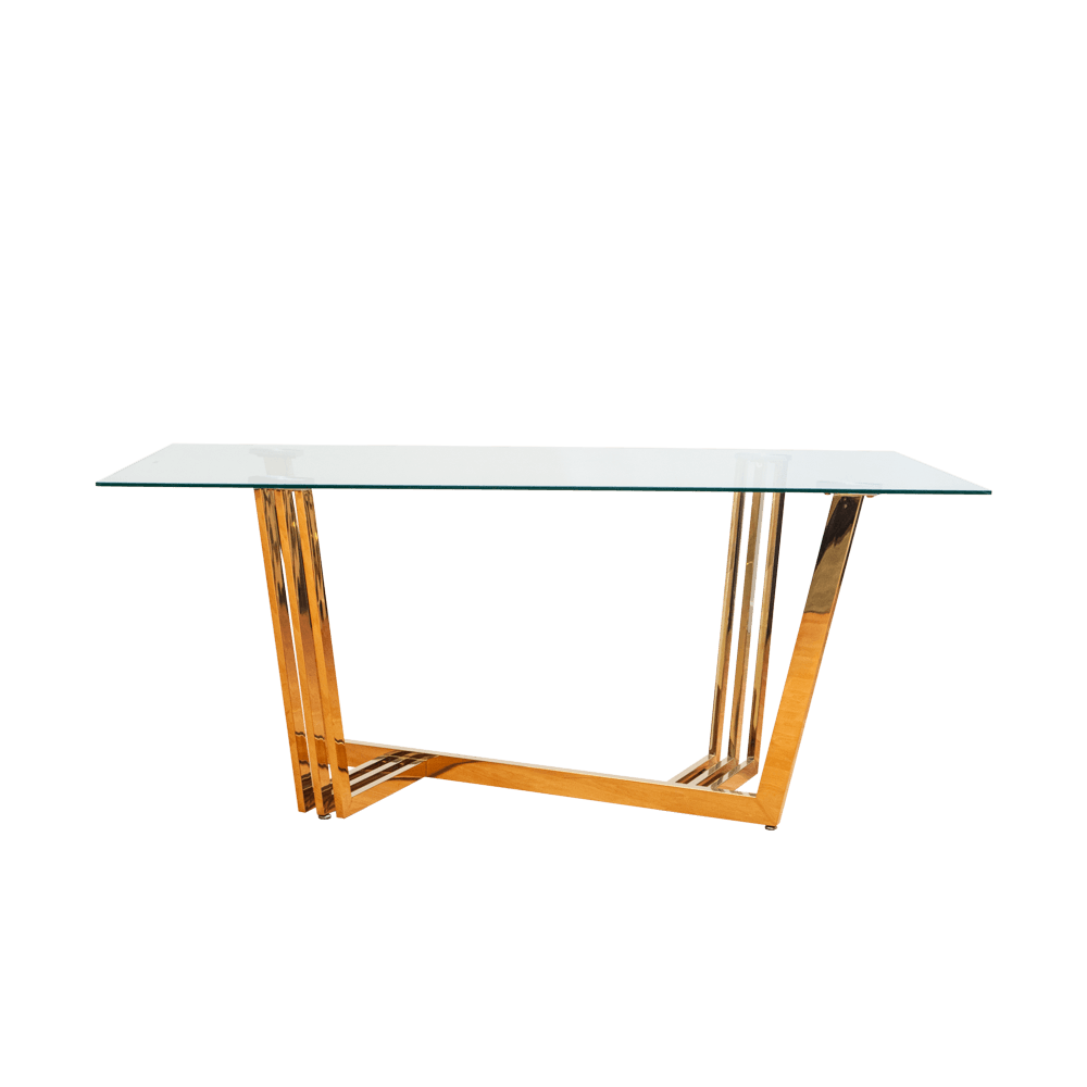 Mesa de Comedor Rectangular nora| Bi Color Vidrio/Dorado-Muebles El Bosque