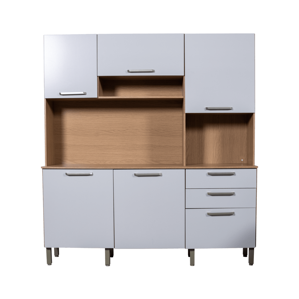 Mueble De Cocina Ferrara | Bi Color Freijo/Cristal - El Bosque Muebles