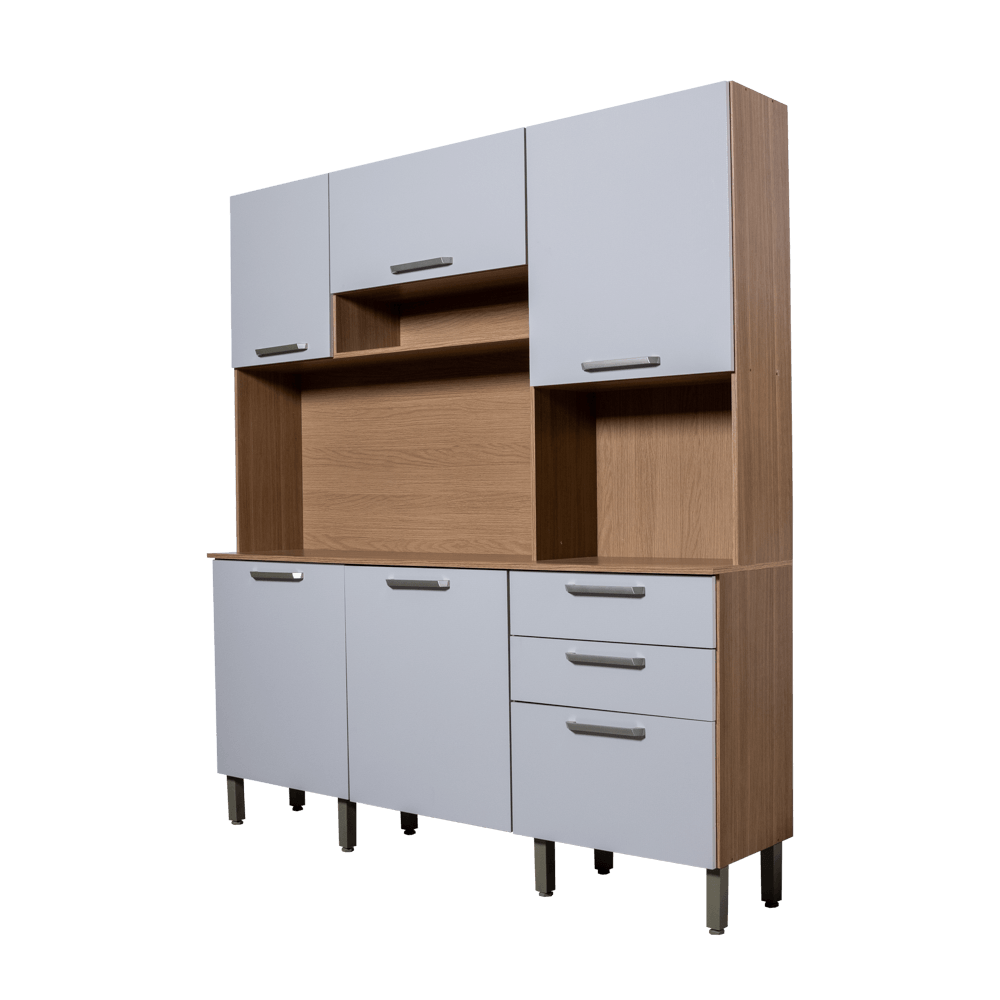 Mueble De Cocina Ferrara | Bi Color Freijo/Cristal - El Bosque Muebles